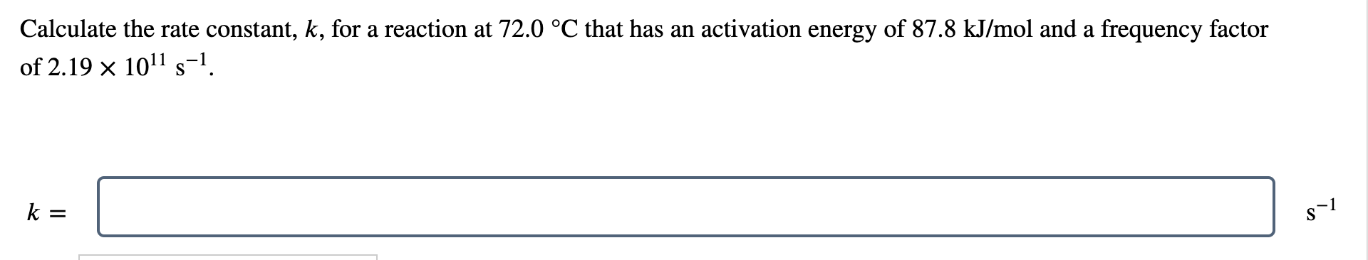 Solved Calculate the rate constant, k, for a reaction at | Chegg.com