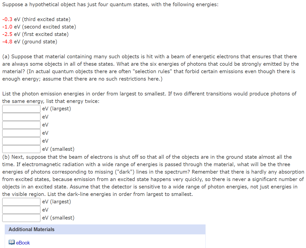 Solved Suppose a hypothetical object has just four quantum | Chegg.com