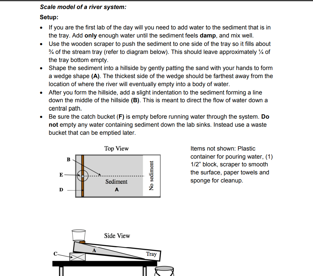Scale model of a river system: Setup: If you are the | Chegg.com