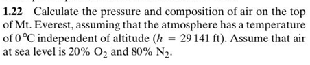 Solved 1.22 Calculate the pressure and composition of air on | Chegg.com