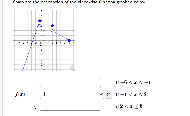 Solved Complete the description of the piecewise function | Chegg.com
