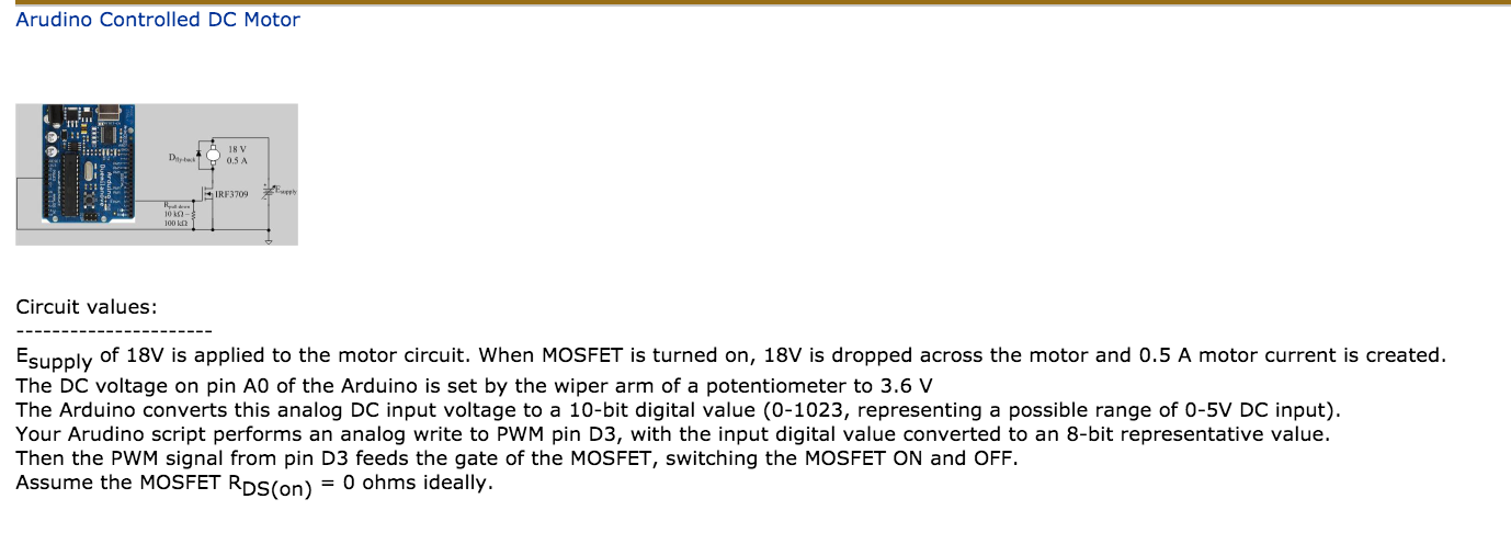 Solved Arudino Controlled DC Motor Dtek IRF3709 Circuit | Chegg.com
