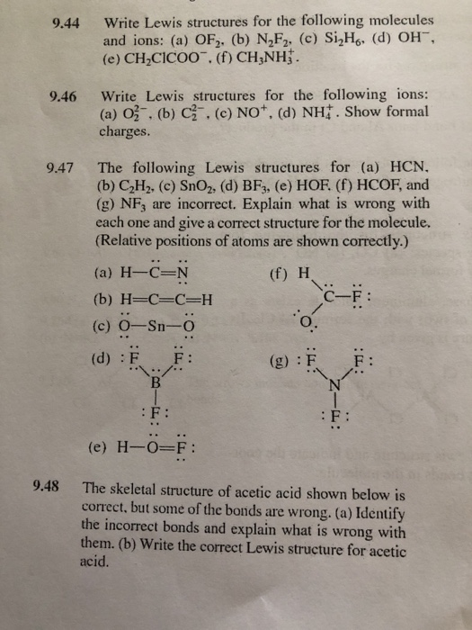 Solved Write Lewis structures for the following molecules | Chegg.com
