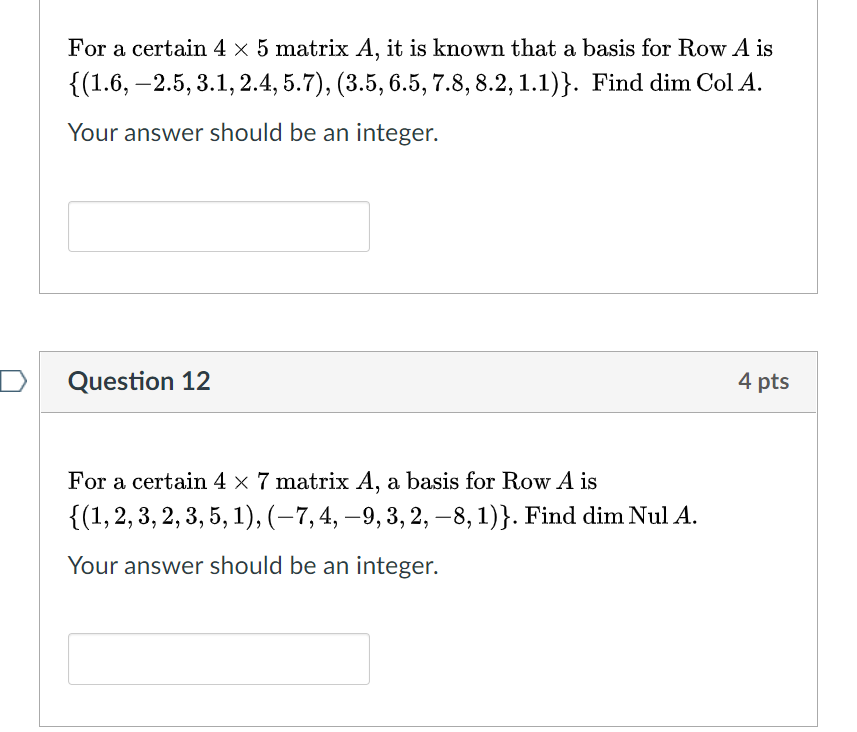 Solved For a certain 4 x 5 matrix A, it is known that a | Chegg.com
