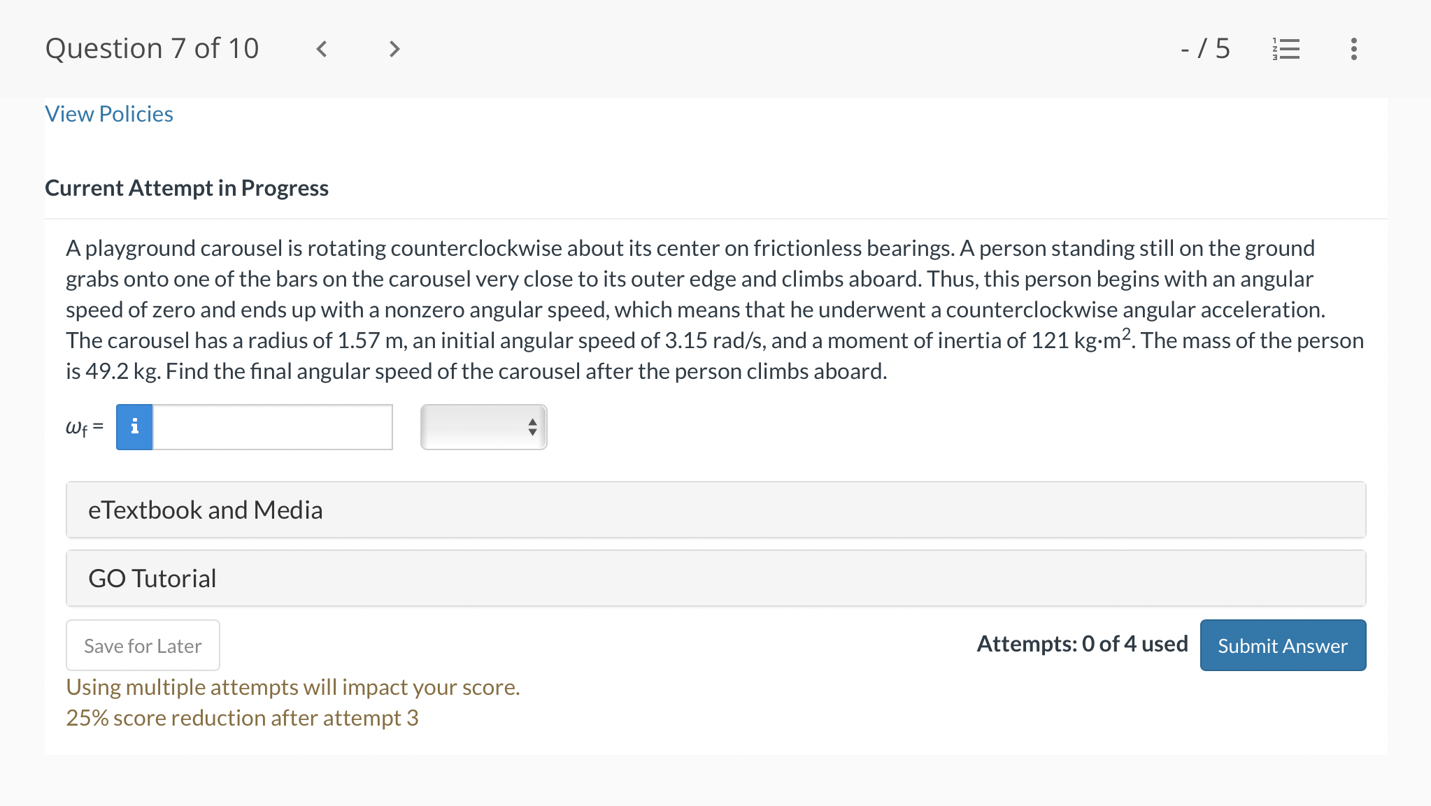 Solved A playground carousel is rotating counterclockwise | Chegg.com
