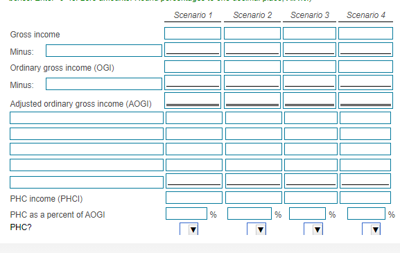 Solved For each scenario, calculate the adjusted ordinary | Chegg.com