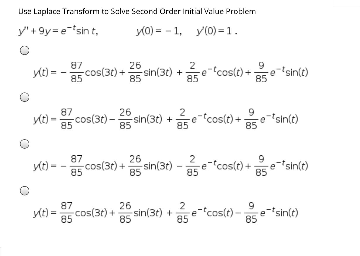 Solved Use Laplace Transform To Solve Second Order Initial 9045