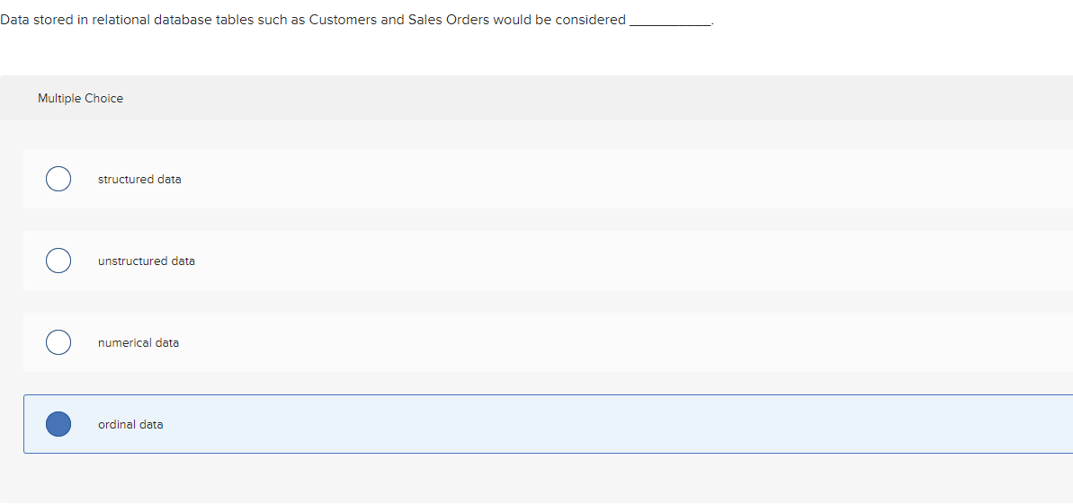 Solved ata stored in relational database tables such as | Chegg.com