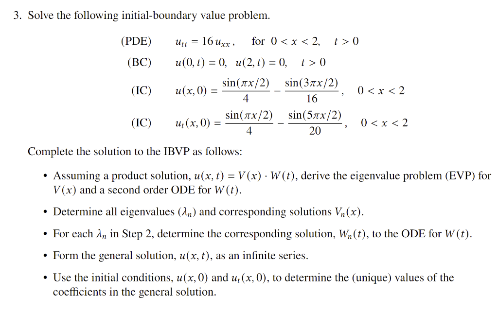 Solved 3. Solve the following initial-boundary value | Chegg.com