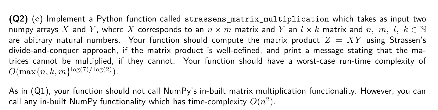 Solved numpy arrays X and Y, where X corresponds to an n×m | Chegg.com
