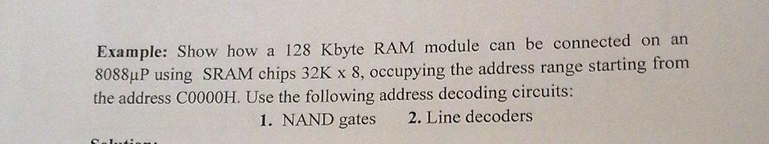 Example: Show how a 128 Kbyte RAM module can be | Chegg.com