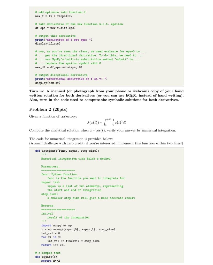 Solved Problem 1 (20pts) Given a function f(x)=sin(x), find | Chegg.com