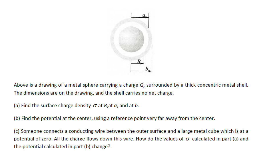 Solved Above is a drawing of a metal sphere carrying a | Chegg.com