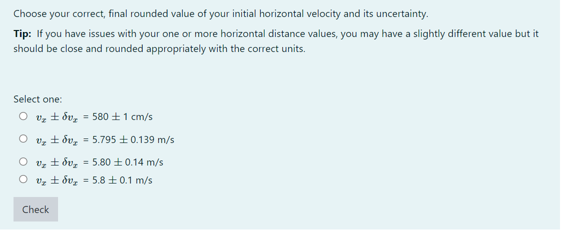 Solved Step 7: Calculating an initial horizontal velocity | Chegg.com