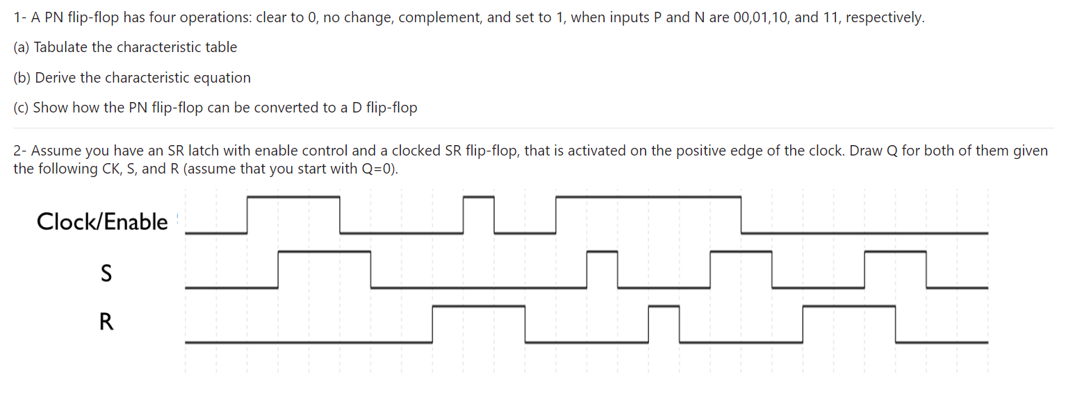 1- ﻿A PN flip-flop has four operations: clear to 0 , | Chegg.com
