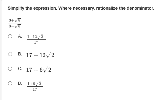 Solved Simplify the expression. Where necessary, rationalize | Chegg.com