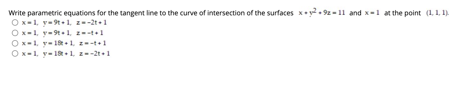 Solved Write parametric equations for the tangent line to | Chegg.com