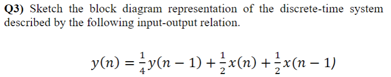 Solved Q3) Sketch the block diagram representation of the | Chegg.com