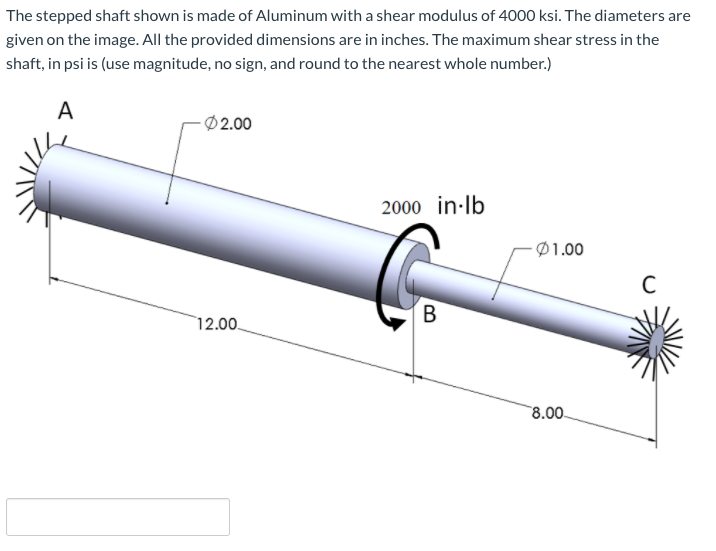Solved The stepped shaft shown is made of Aluminum with a | Chegg.com