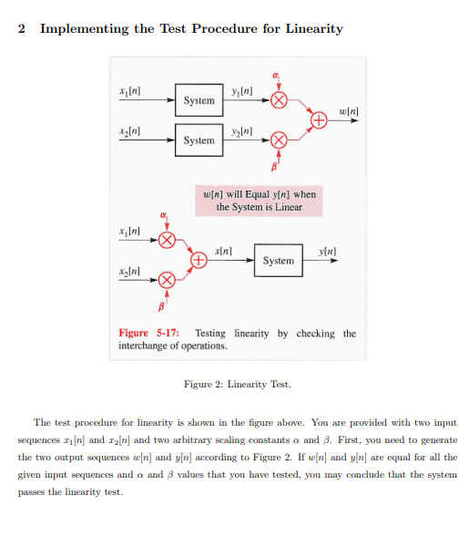 Solved 2 Implementing the Test Procedure for Linearity x In | Chegg.com