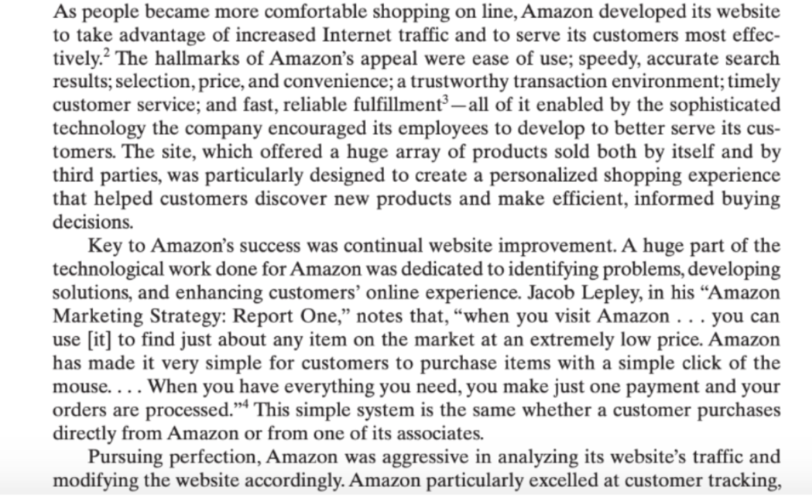 AMAZON.COM INC. CASE STUDY ANALYSIS The following is | Chegg.com