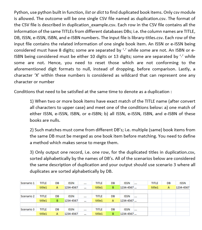 Python, use python built in function, list or dict to | Chegg.com