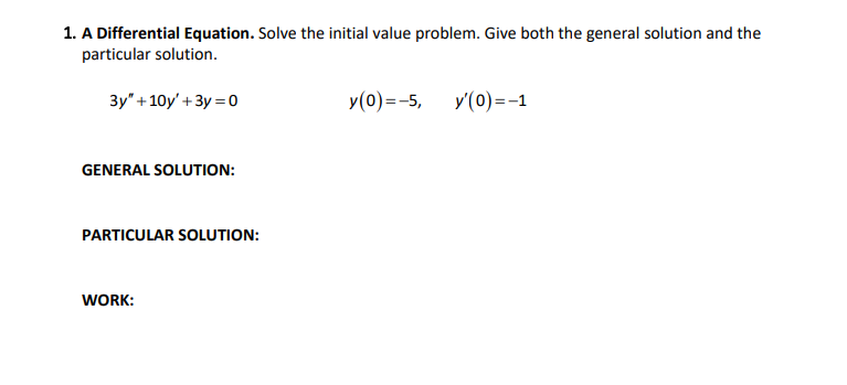 Solved 1. A Differential Equation. Solve the initial value | Chegg.com