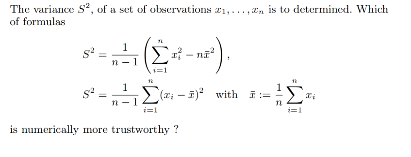 Solved The variance S2, of a set of observations €1,...,Χn | Chegg.com