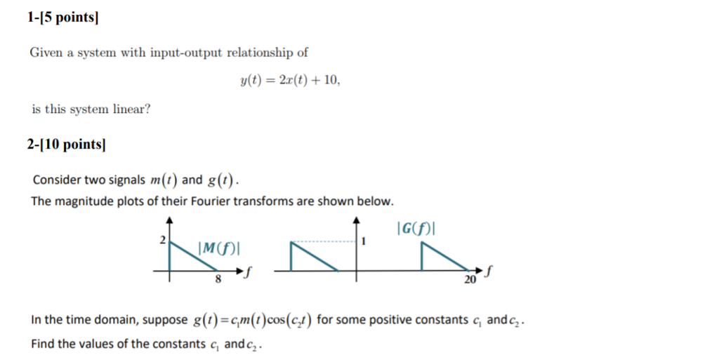 Solved 1-15 points Given a system with input-output | Chegg.com