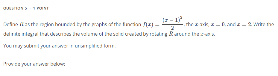 Solved QUESTION 5 - 1 ﻿POINTDefine R ﻿as the region bounded | Chegg.com