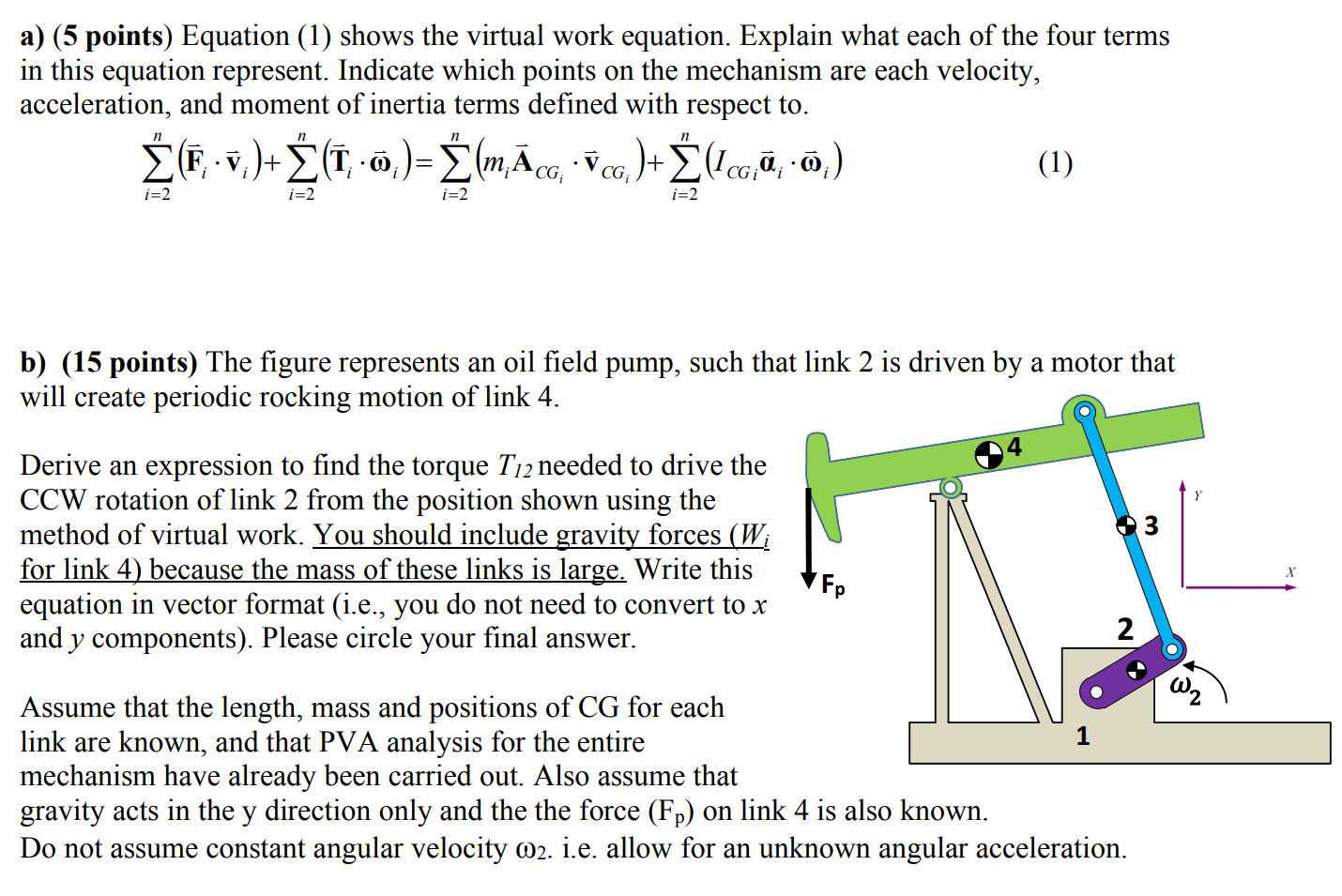 a) (5 points) Equation (1) shows the virtual work | Chegg.com