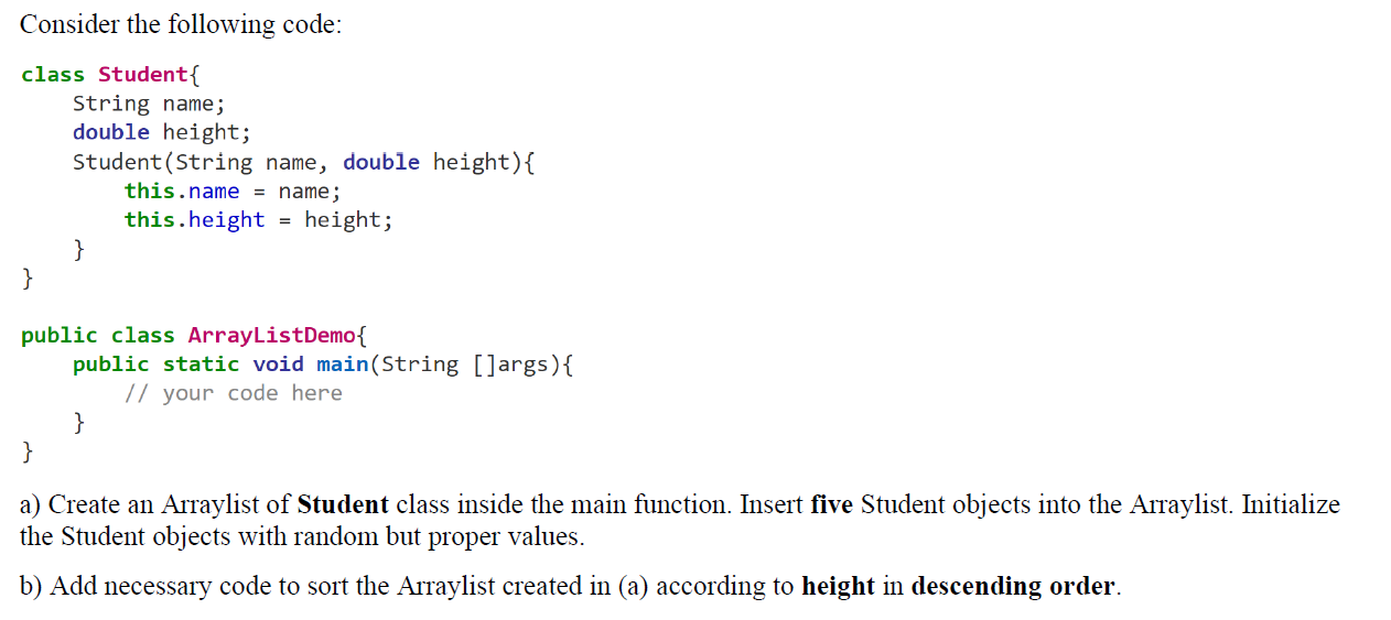 Solved Consider the following code: class Student String | Chegg.com