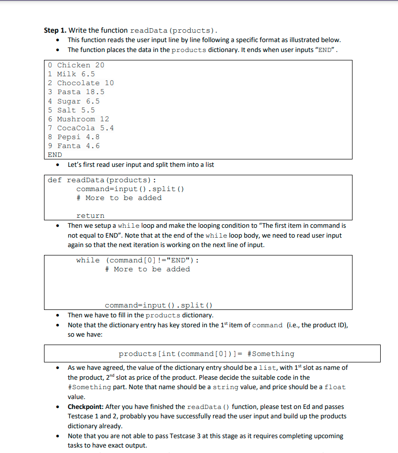 Solved Question 1. Using dictionary to store product | Chegg.com
