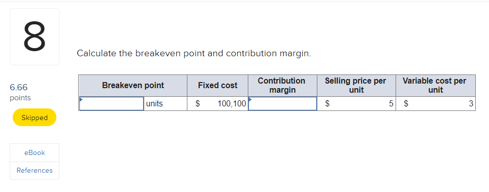 Solved Calculate the breakeven point and contribution | Chegg.com