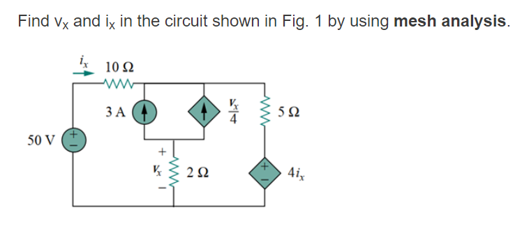 Solved Find vx and ix in the circuit shown in Fig. 1 by | Chegg.com