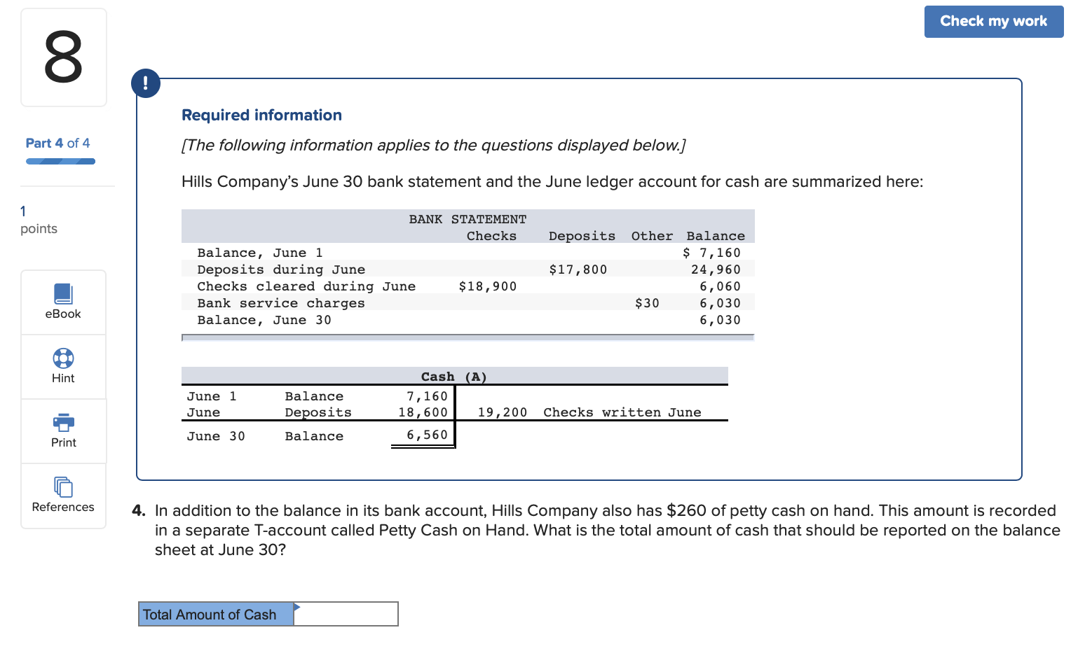Solved Check my work Required information Part 4 of 4 [The | Chegg.com Solved Check my work Required information Part 4 of 4 [The | Chegg.com