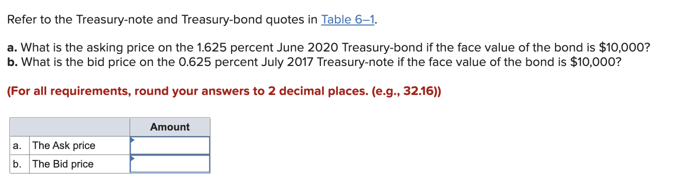 Solved Refer to the Treasury-note and Treasury-bond quotes | Chegg.com
