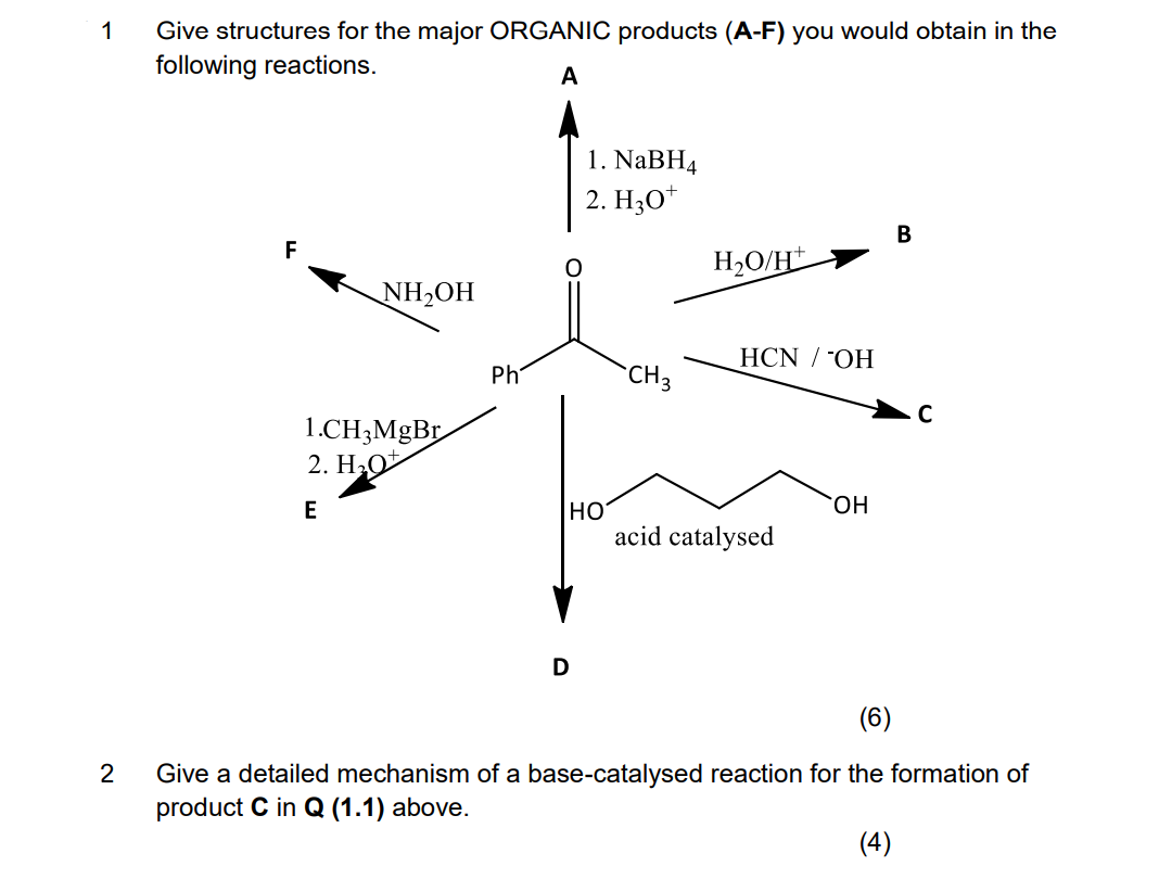 Solved 1 Give structures for the major ORGANIC products | Chegg.com