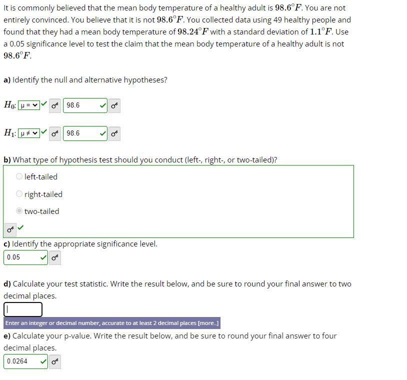 Solved It is commonly believed that the mean body | Chegg.com