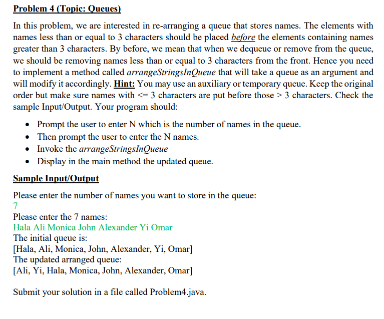 Solved Problem 4 (Topic: Queues) In this problem, we are | Chegg.com