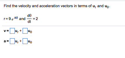 Solved Find the velocity and acceleration vectors in terms | Chegg.com