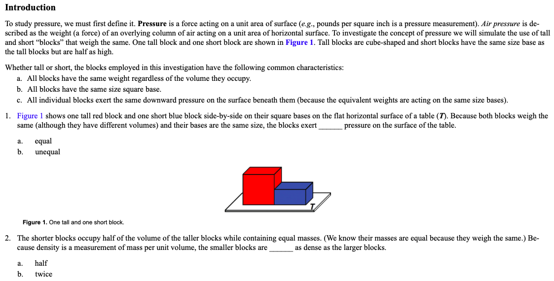 Solved Introduction To study pressure, we must first define | Chegg.com