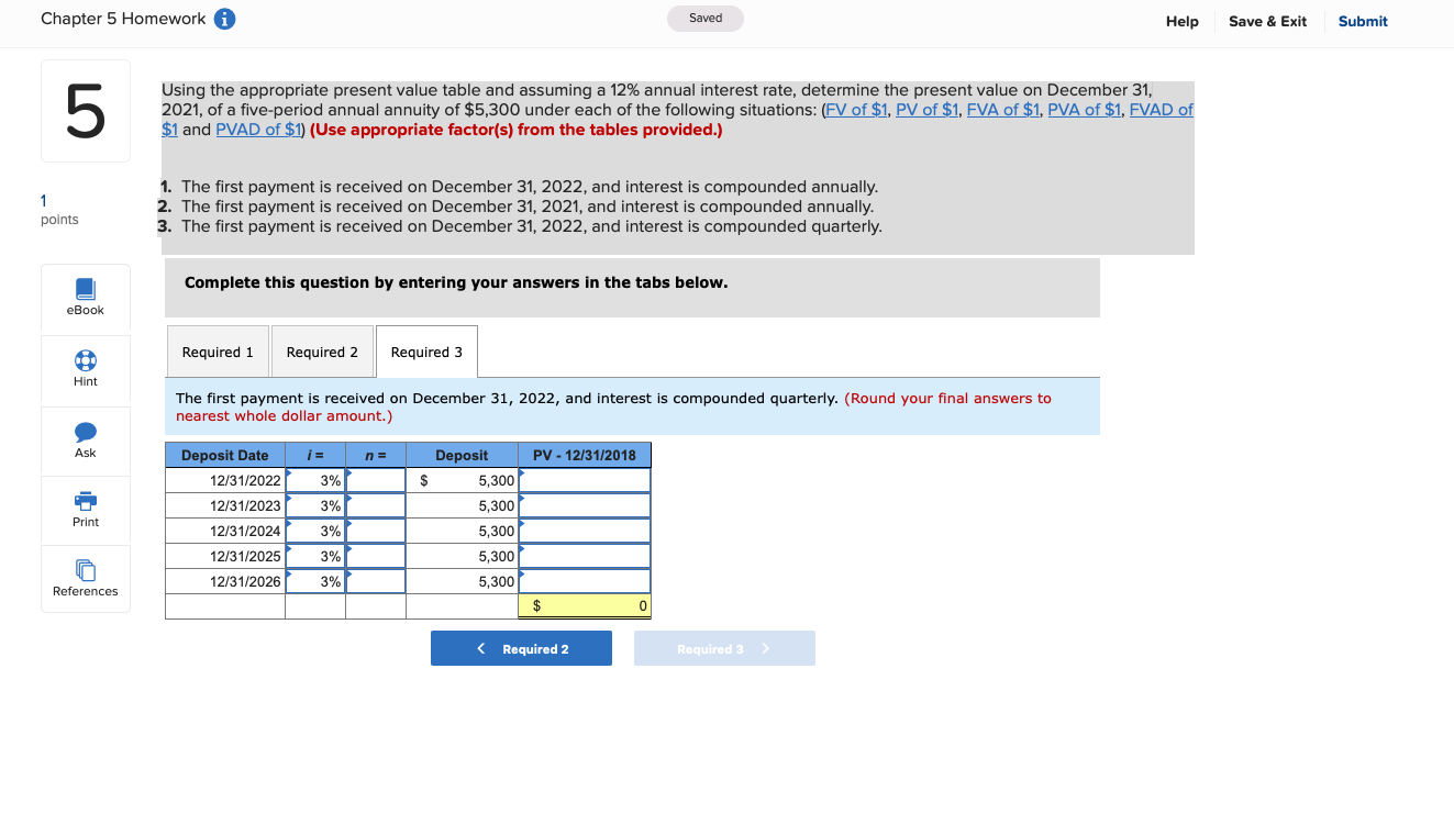 Solved Chapter 5 Homework ( Saved Help Save & Exit Submit | Chegg.com