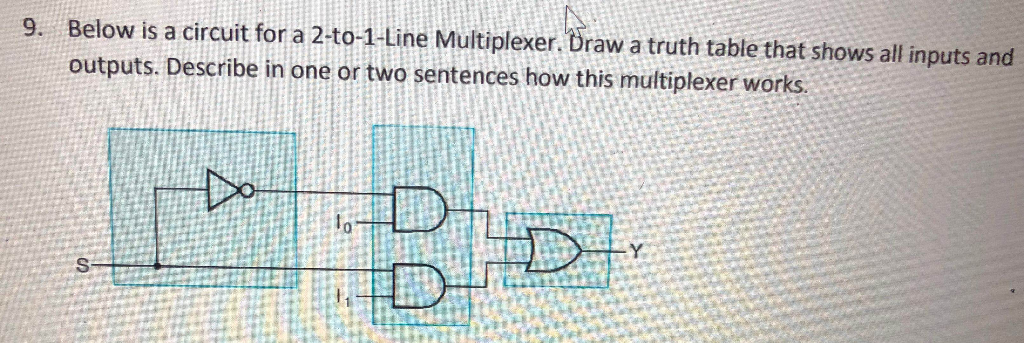 Solved Below is a circuit for a 2-to-1-Line Multiplexer. | Chegg.com