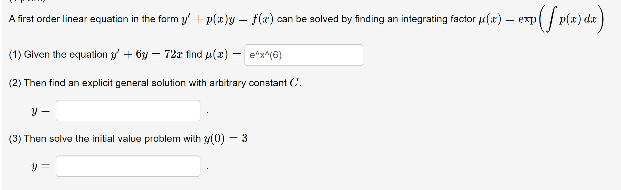 Solved A first order linear equation in the form | Chegg.com