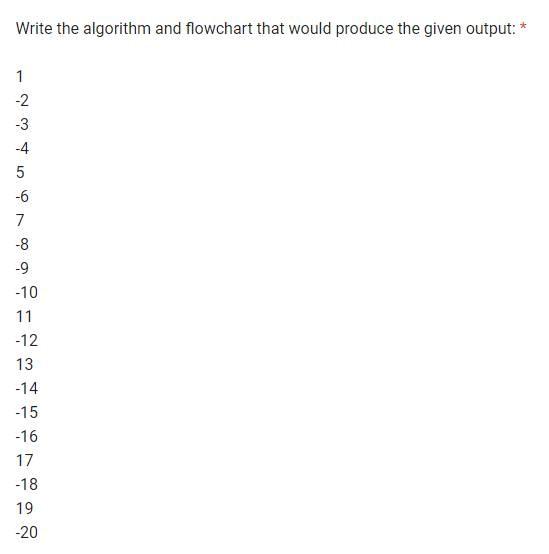 Solved Write the algorithm and flowchart that would produce | Chegg.com
