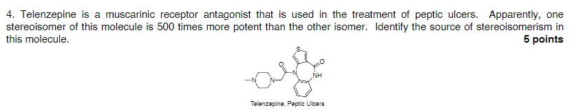Solved 4. Telenzepine is a muscarinic receptor antagonist | Chegg.com