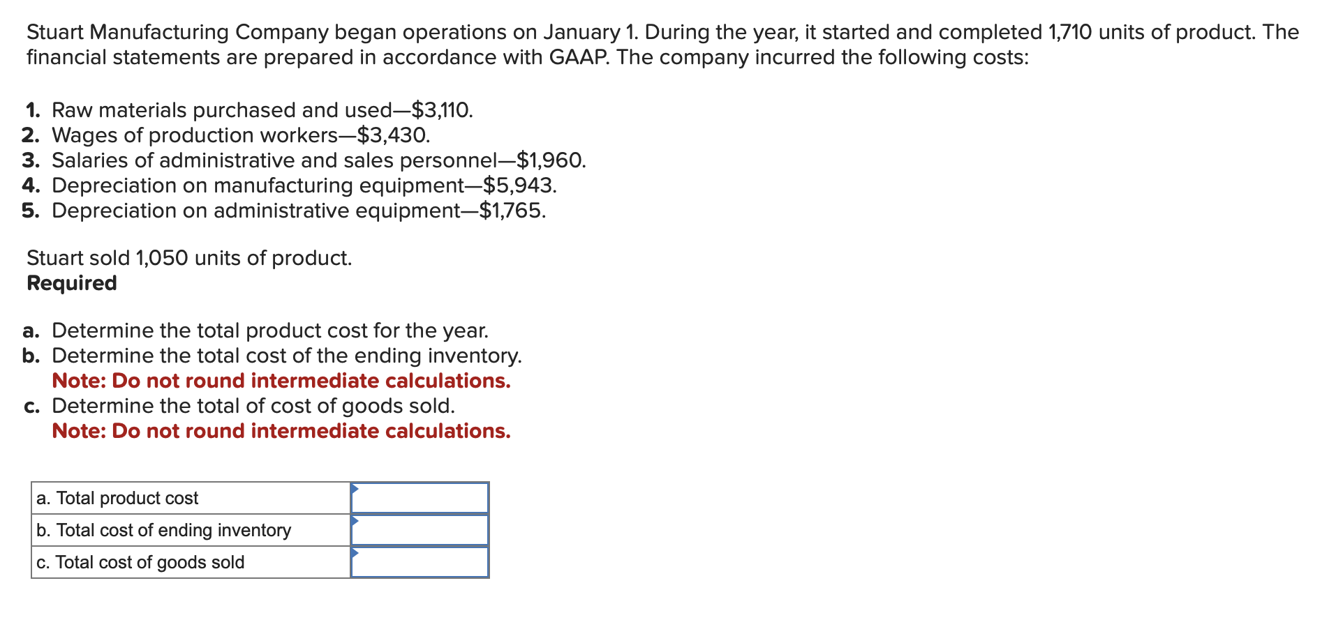 Solved Stuart Manufacturing Company began operations on | Chegg.com