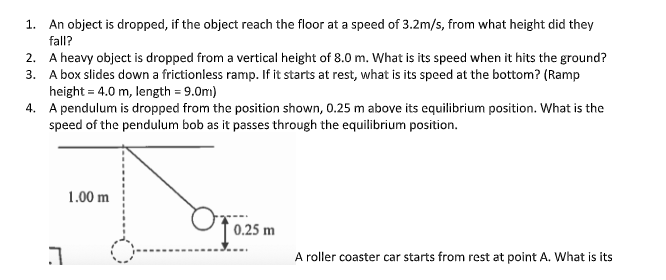 Solved 1. An object is dropped, if the object reach the | Chegg.com