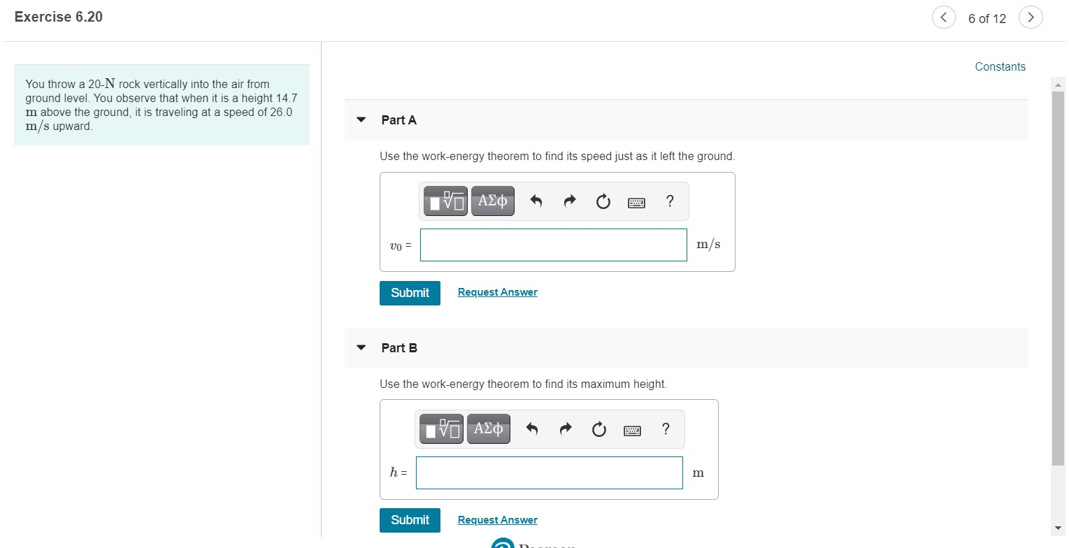 Solved Exercise 6.20 6 of 12 > Constants You throw a 20-N | Chegg.com